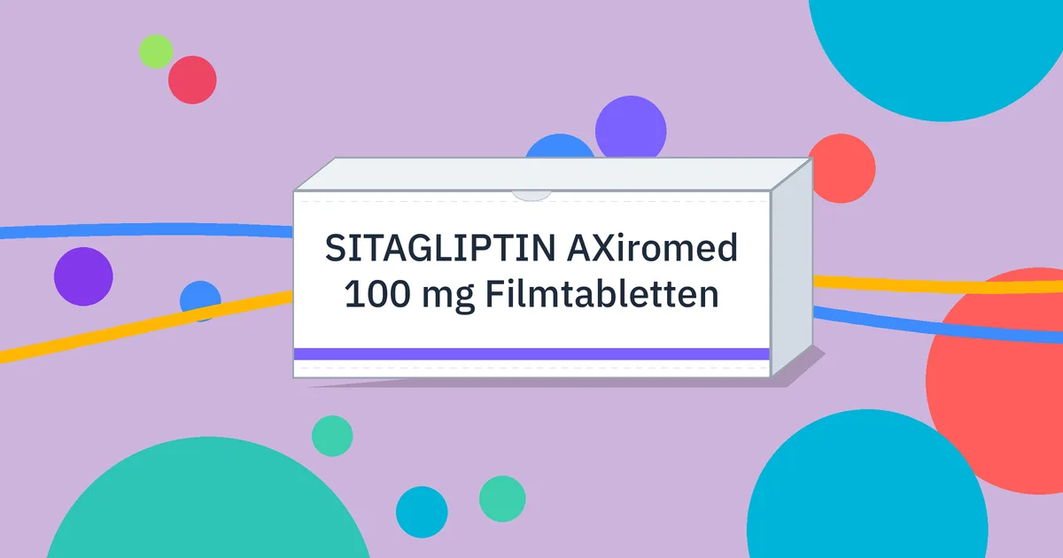 Symbolbild: Packung mit der Aufschrift SITAGLIPTIN AXiromed 100 mg Filmtabletten (PZN 18058951) – Verfügbarkeit und Bezug in Apotheken in Frankfurt am Main