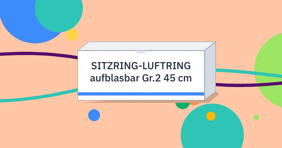 Symbolbild: Packung mit der Aufschrift SITZRING-LUFTRING aufblasbar Gr.2 45 cm (PZN 10961172) – Verfügbarkeit und Bezug in Apotheken in Frankfurt am Main
