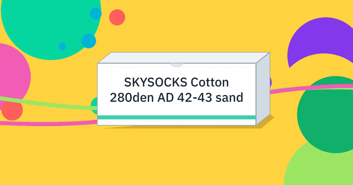 Symbolbild: Packung mit der Aufschrift SKYSOCKS Cotton 280den AD 42-43 sand (PZN 18664396) – Verfügbarkeit und Bezug in Apotheken in Frankfurt am Main