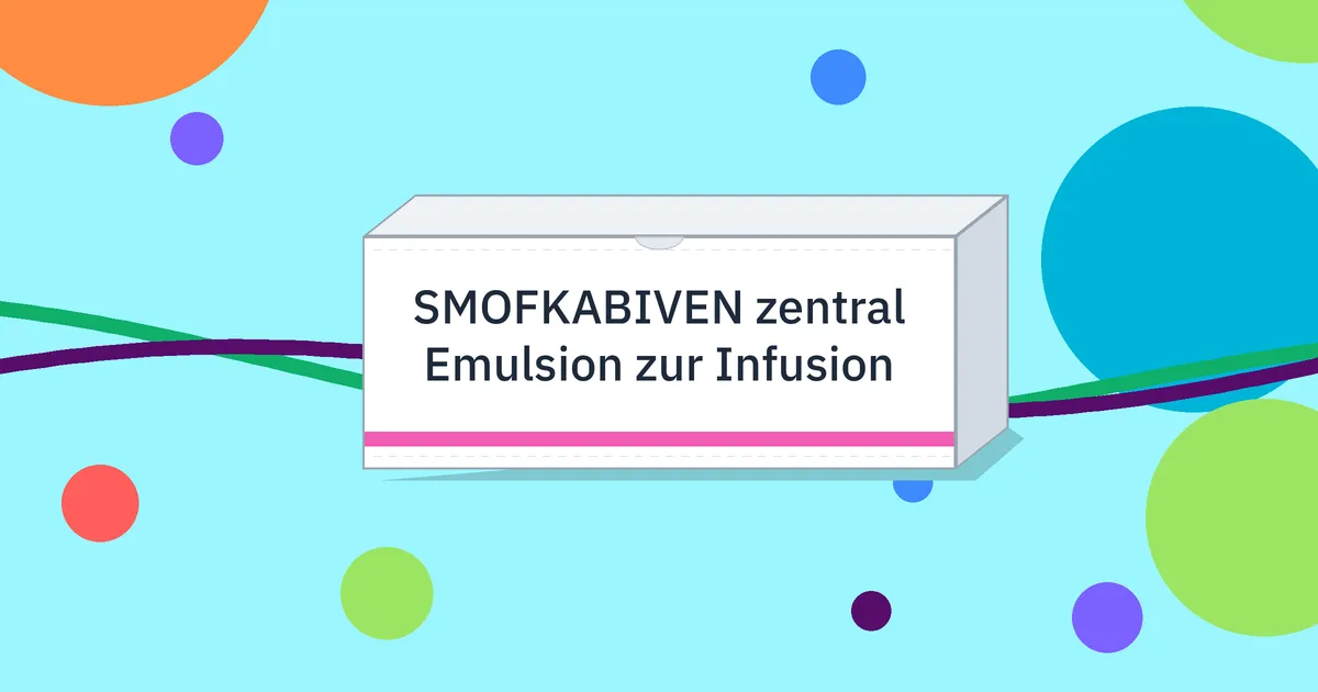 Symbolbild: Packung mit der Aufschrift SMOFKABIVEN zentral Emulsion zur Infusion (PZN 18457349) – Verfügbarkeit und Bezug in Apotheken in Frankfurt am Main