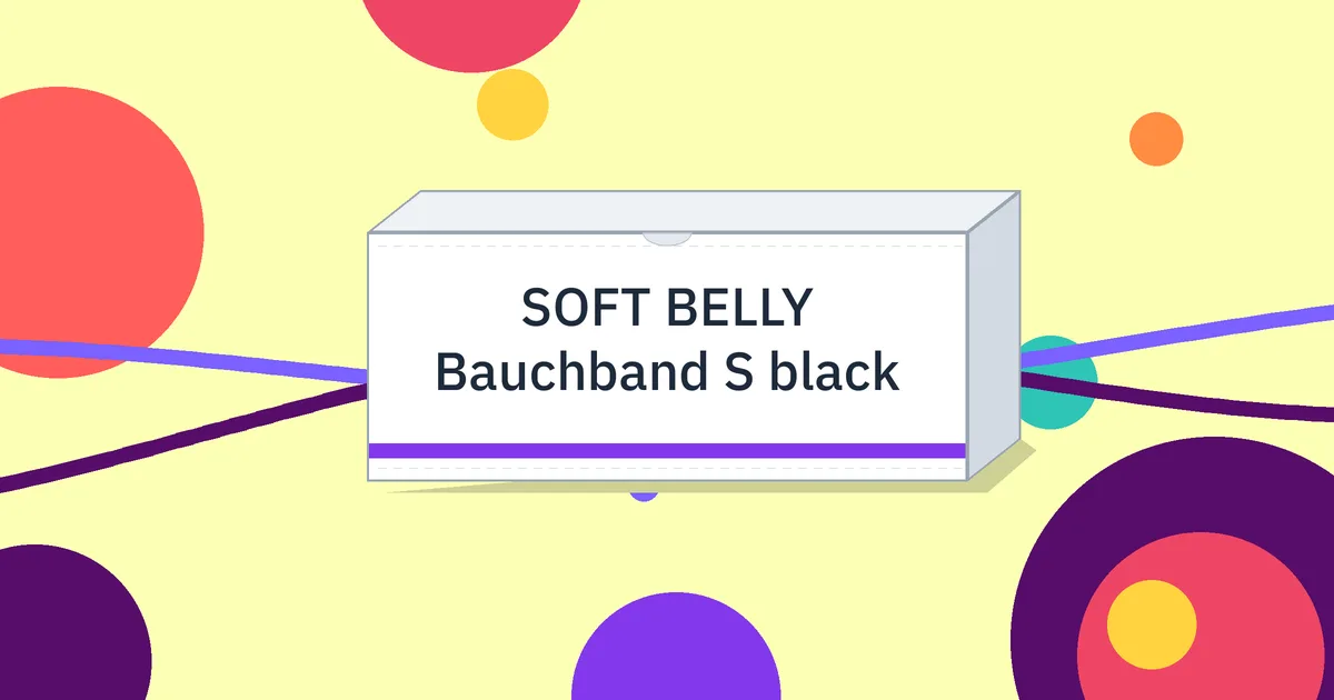 Symbolbild: Packung mit der Aufschrift SOFT BELLY Bauchband S black (PZN 18496935) – Verfügbarkeit und Bezug in Apotheken in Frankfurt am Main