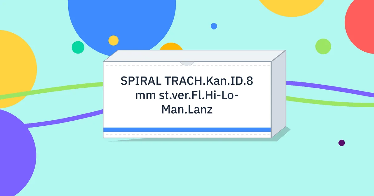 Symbolbild: Packung mit der Aufschrift SPIRAL TRACH.Kan.ID.8 mm st.ver.Fl.Hi-Lo-Man.Lanz (PZN 03379879) – Verfügbarkeit und Bezug in Apotheken in Frankfurt am Main