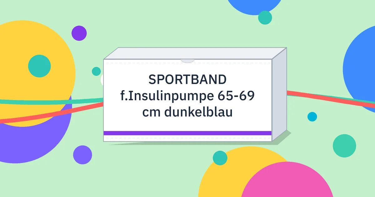 Symbolbild: Packung mit der Aufschrift SPORTBAND f.Insulinpumpe 65-69 cm dunkelblau (PZN 11552719) – Verfügbarkeit und Bezug in Apotheken in Frankfurt am Main