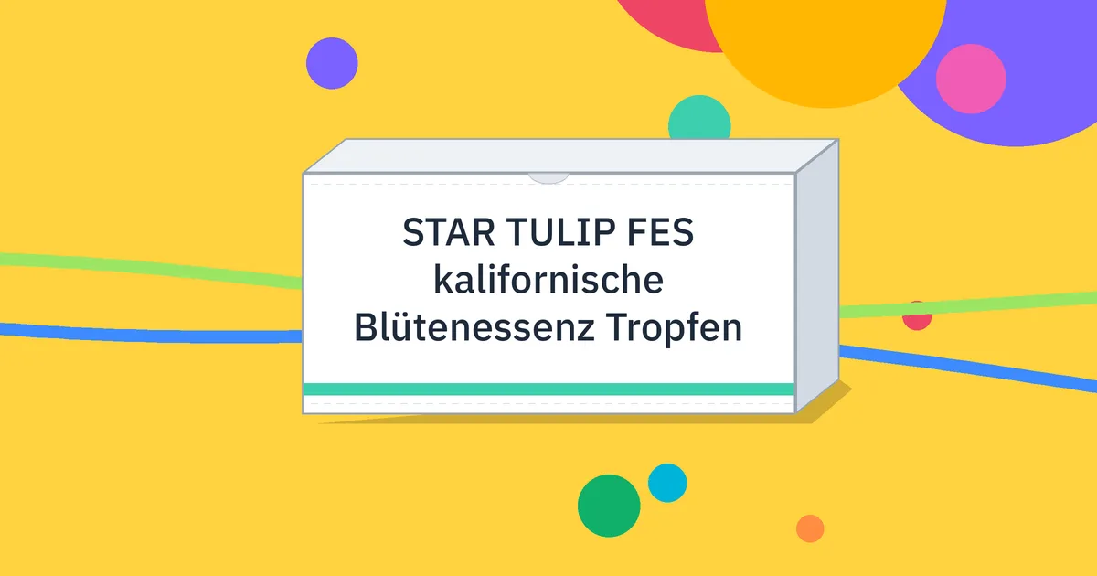 Symbolbild: Packung mit der Aufschrift STAR TULIP FES kalifornische Blütenessenz Tropfen (PZN 09172843) – Verfügbarkeit und Bezug in Apotheken in Frankfurt am Main