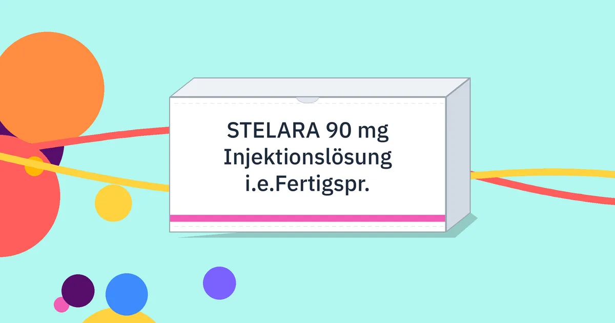 Symbolbild: Packung mit der Aufschrift STELARA 90 mg Injektionslösung i.e.Fertigspr. (PZN 16687565) – Verfügbarkeit und Bezug in Apotheken in Frankfurt am Main