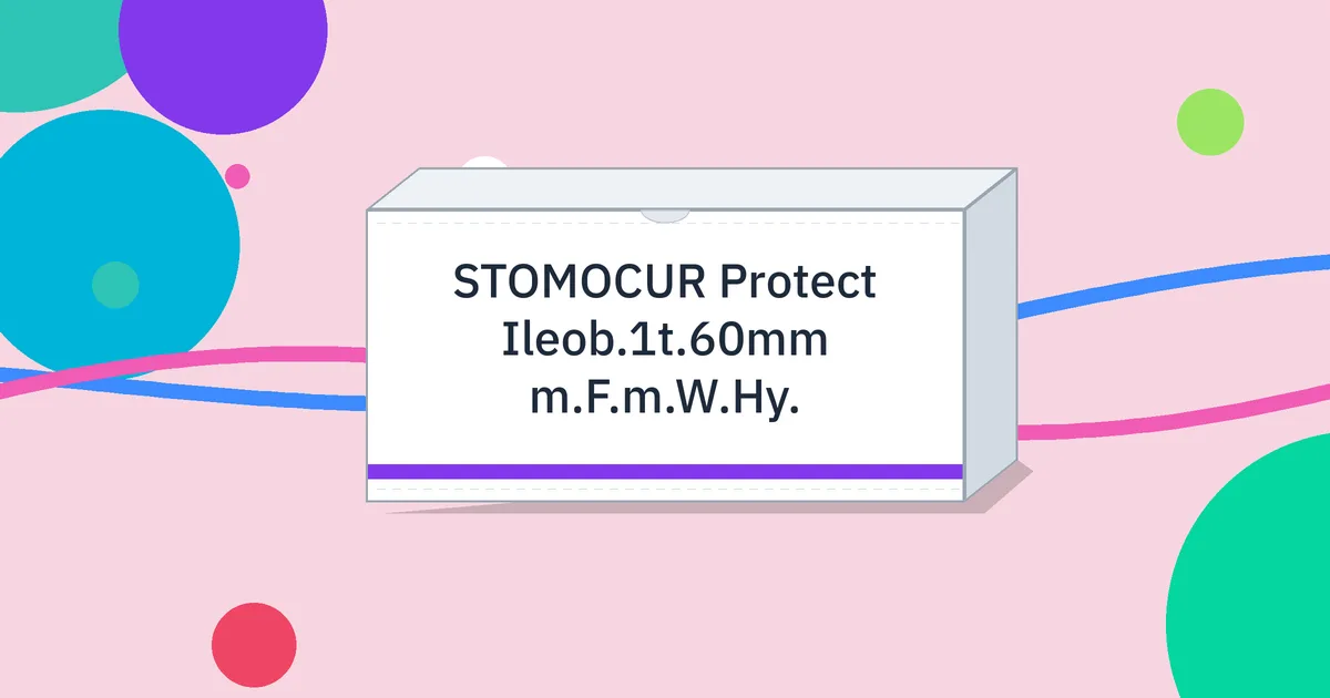 Symbolbild: Packung mit der Aufschrift STOMOCUR Protect Ileob.1t.60mm m.F.m.W.Hy. (PZN 16128713) – Verfügbarkeit und Bezug in Apotheken in Frankfurt am Main