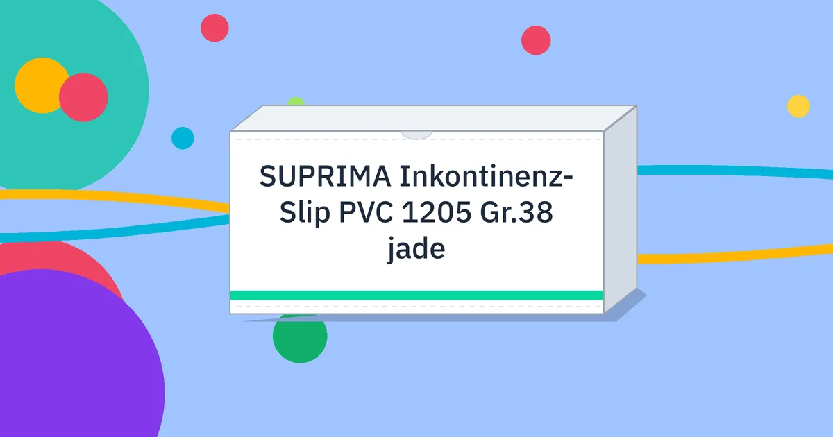 Symbolbild: Packung mit der Aufschrift SUPRIMA Inkontinenz-Slip PVC 1205 Gr.38 jade (PZN 00415830) – Verfügbarkeit und Bezug in Apotheken in Frankfurt am Main