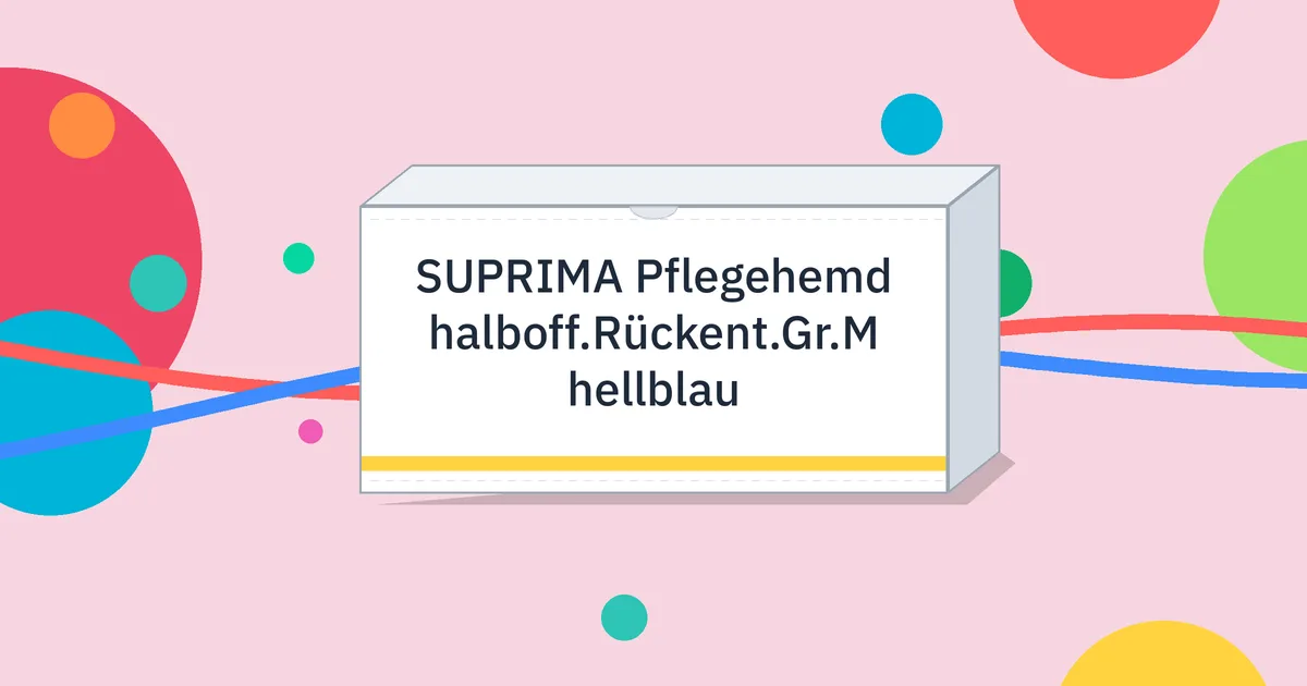 Symbolbild: Packung mit der Aufschrift SUPRIMA Pflegehemd halboff.Rückent.Gr.M hellblau (PZN 09785623) – Verfügbarkeit und Bezug in Apotheken in Frankfurt am Main