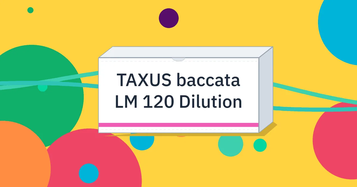 Symbolbild: Packung mit der Aufschrift TAXUS baccata LM 120 Dilution (PZN 13215512) – Verfügbarkeit und Bezug in Apotheken in Frankfurt am Main