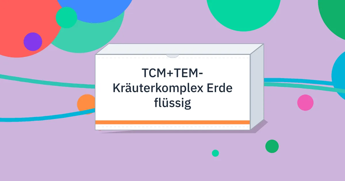 Symbolbild: Packung mit der Aufschrift TCM+TEM-Kräuterkomplex Erde flüssig (PZN 10748372) – Verfügbarkeit und Bezug in Apotheken in Frankfurt am Main