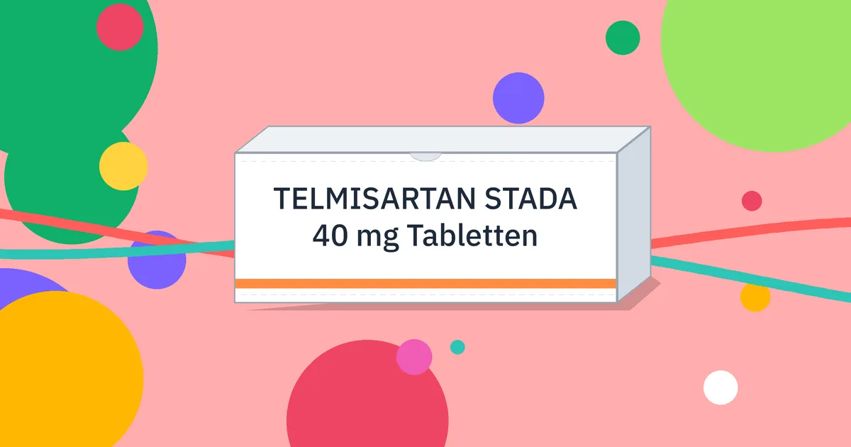 Symbolbild: Packung mit der Aufschrift TELMISARTAN STADA 40 mg Tabletten (PZN 08738426) – Verfügbarkeit und Bezug in Apotheken in Frankfurt am Main