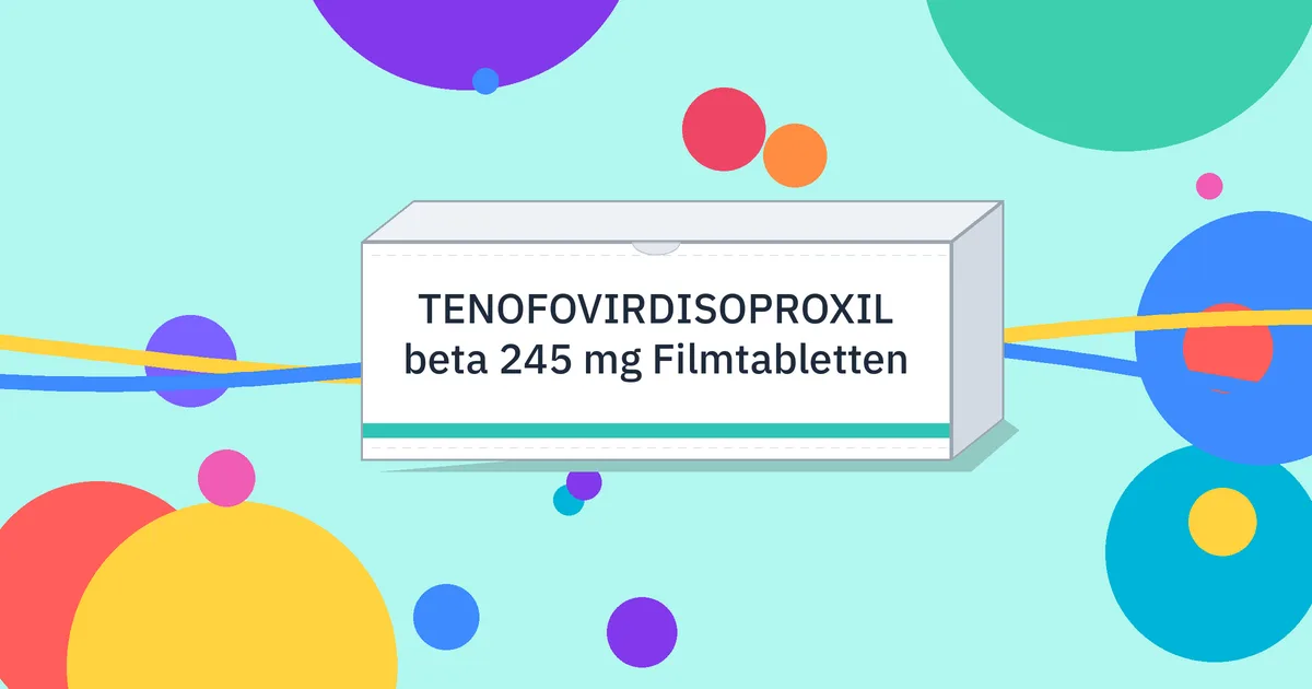Symbolbild: Packung mit der Aufschrift TENOFOVIRDISOPROXIL beta 245 mg Filmtabletten (PZN 12398120) – Verfügbarkeit und Bezug in Apotheken in Frankfurt am Main