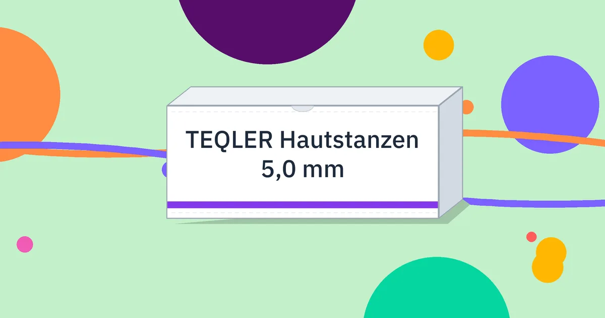 Symbolbild: Packung mit der Aufschrift TEQLER Hautstanzen 5,0 mm (PZN 19391569) – Verfügbarkeit und Bezug in Apotheken in Frankfurt am Main