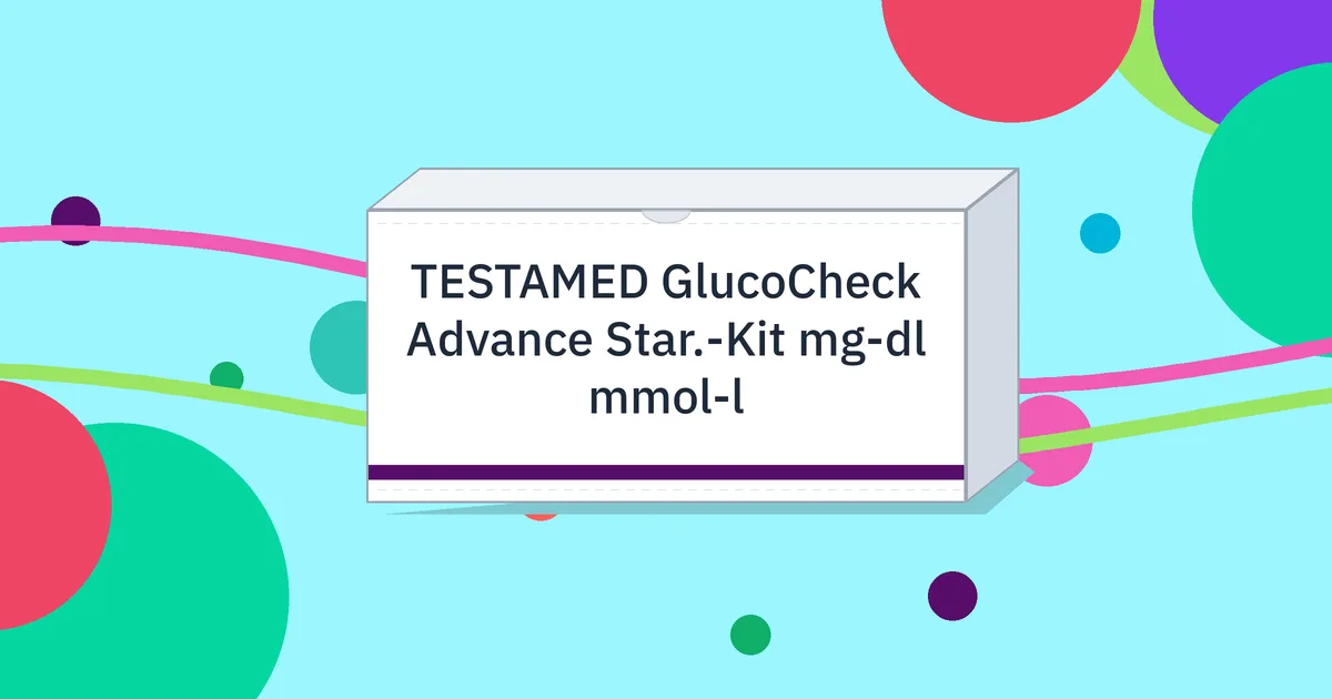 Symbolbild: Packung mit der Aufschrift TESTAMED GlucoCheck Advance Star.-Kit mg-dl mmol-l (PZN 13331365) – Verfügbarkeit und Bezug in Apotheken in Frankfurt am Main