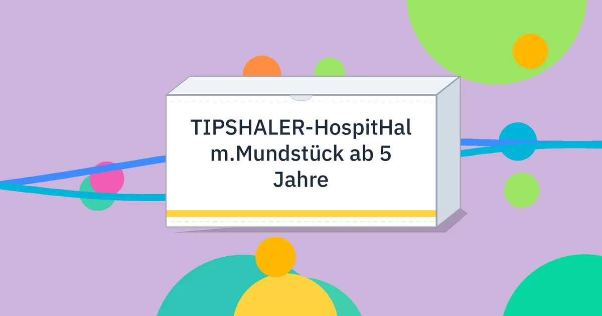 Symbolbild: Packung mit der Aufschrift TIPSHALER-HospitHal m.Mundstück ab 5 Jahre (PZN 19994693) – Verfügbarkeit und Bezug in Apotheken in Frankfurt am Main