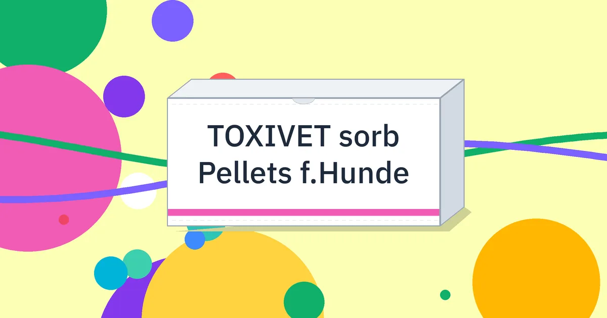Symbolbild: Packung mit der Aufschrift TOXIVET sorb Pellets f.Hunde (PZN 20596041) – Verfügbarkeit und Bezug in Apotheken in Frankfurt am Main