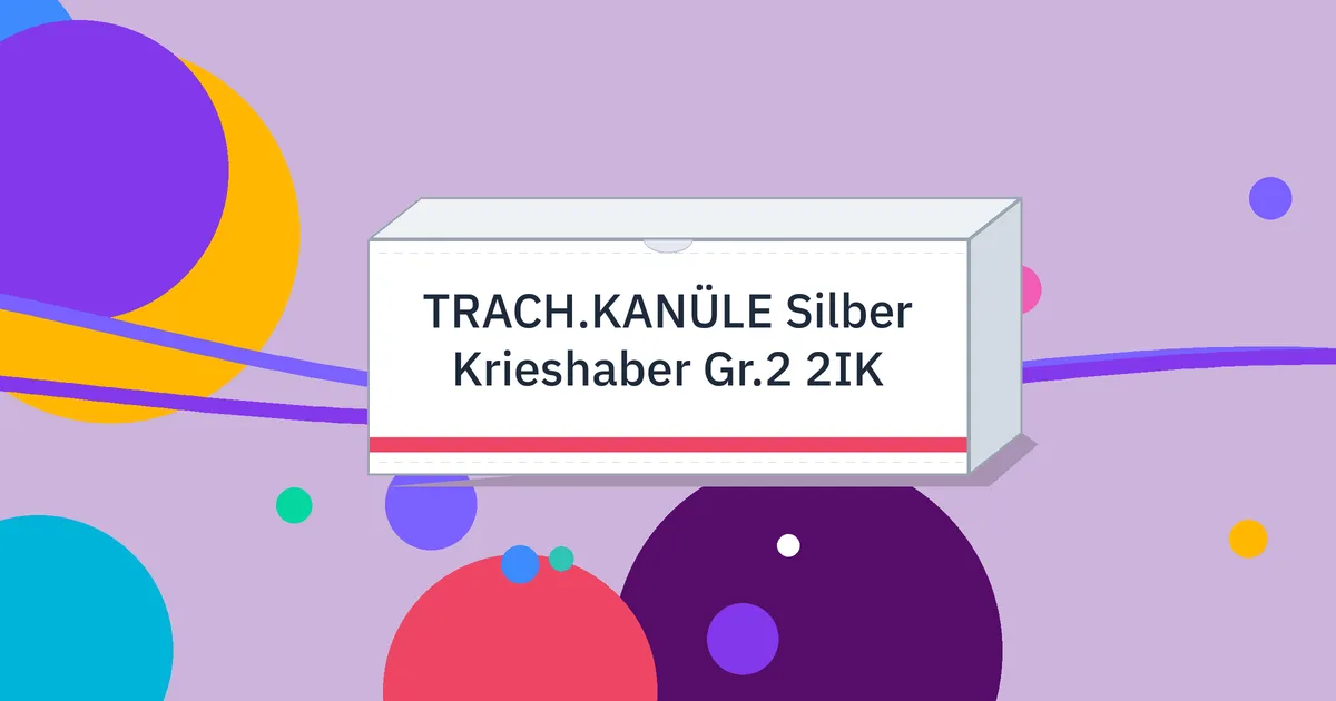 Symbolbild: Packung mit der Aufschrift TRACH.KANÜLE Silber Krieshaber Gr.2 2IK (PZN 06989644) – Verfügbarkeit und Bezug in Apotheken in Frankfurt am Main