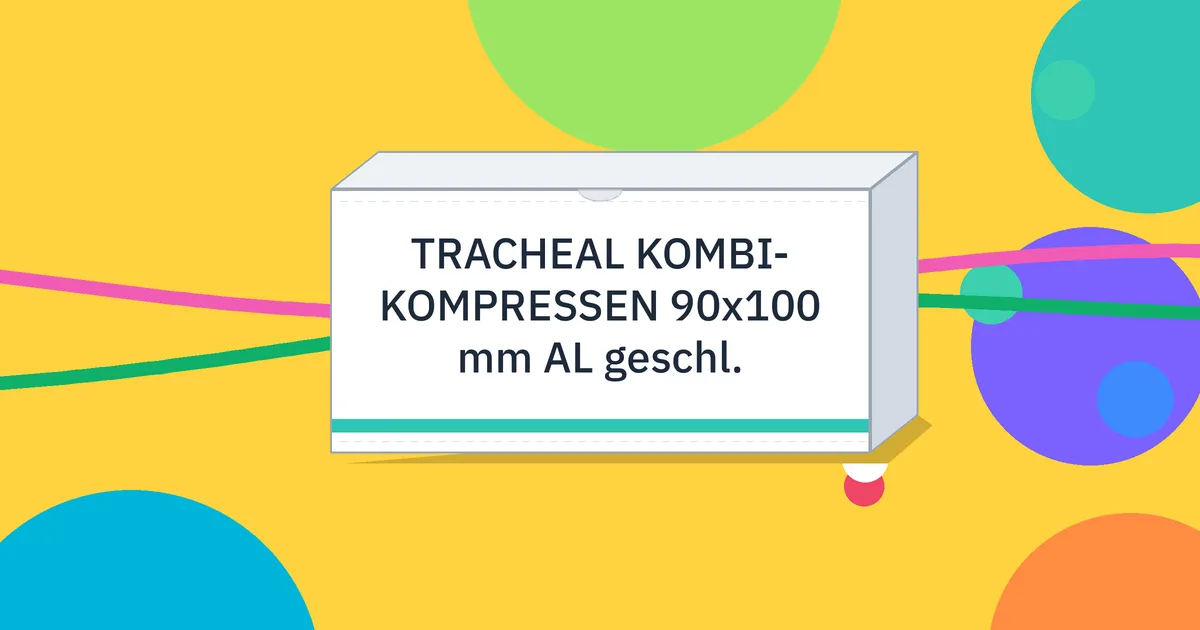 Symbolbild: Packung mit der Aufschrift TRACHEAL KOMBI-KOMPRESSEN 90x100 mm AL geschl. (PZN 00140741) – Verfügbarkeit und Bezug in Apotheken in Frankfurt am Main
