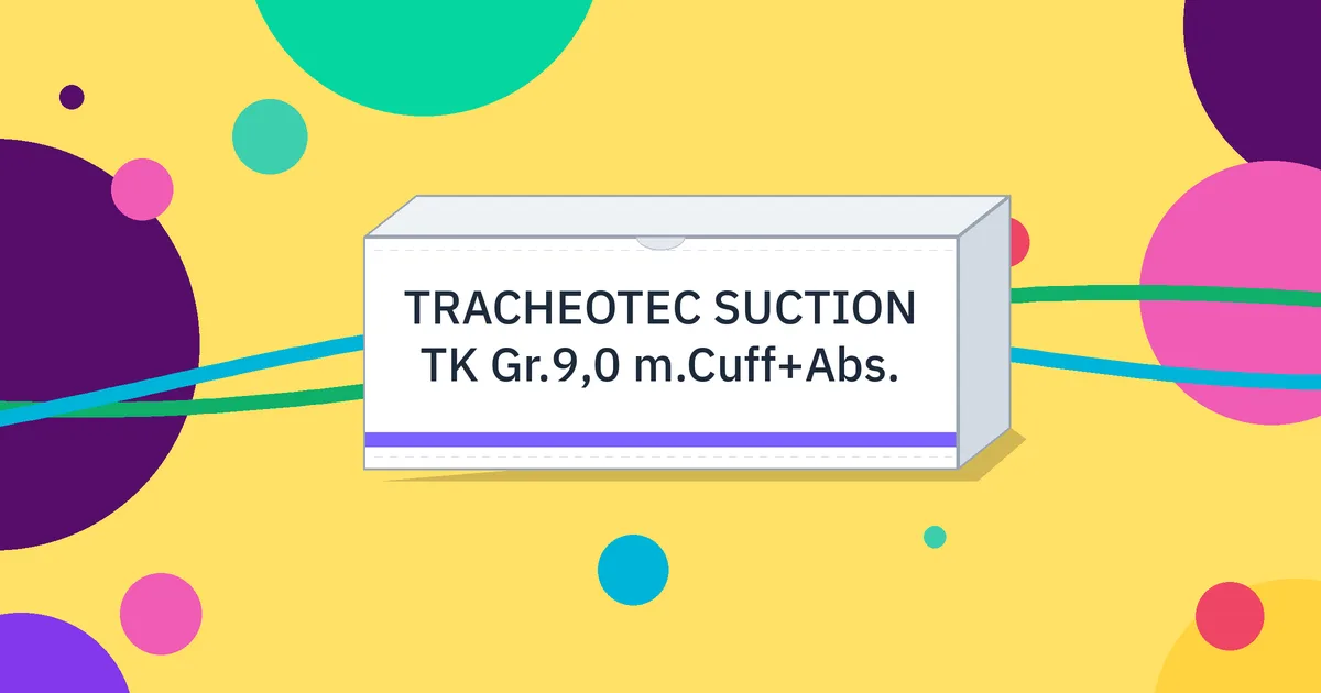 Symbolbild: Packung mit der Aufschrift TRACHEOTEC SUCTION TK Gr.9,0 m.Cuff+Abs. (PZN 02684161) – Verfügbarkeit und Bezug in Apotheken in Frankfurt am Main