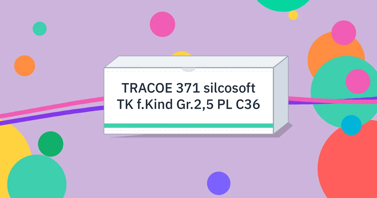 Symbolbild: Packung mit der Aufschrift TRACOE 371 silcosoft TK f.Kind Gr.2,5 PL C36 (PZN 14314920) – Verfügbarkeit und Bezug in Apotheken in Frankfurt am Main