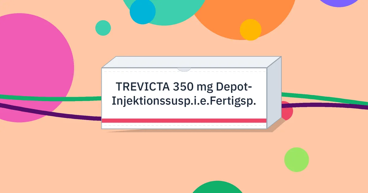 Symbolbild: Packung mit der Aufschrift TREVICTA 350 mg Depot-Injektionssusp.i.e.Fertigsp. (PZN 13655056) – Verfügbarkeit und Bezug in Apotheken in Frankfurt am Main