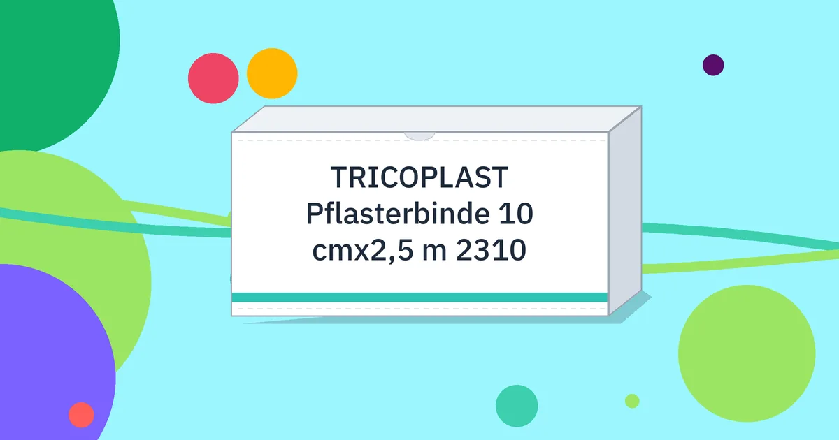 Symbolbild: Packung mit der Aufschrift TRICOPLAST Pflasterbinde 10 cmx2,5 m 2310 (PZN 01414560) – Verfügbarkeit und Bezug in Apotheken in Frankfurt am Main