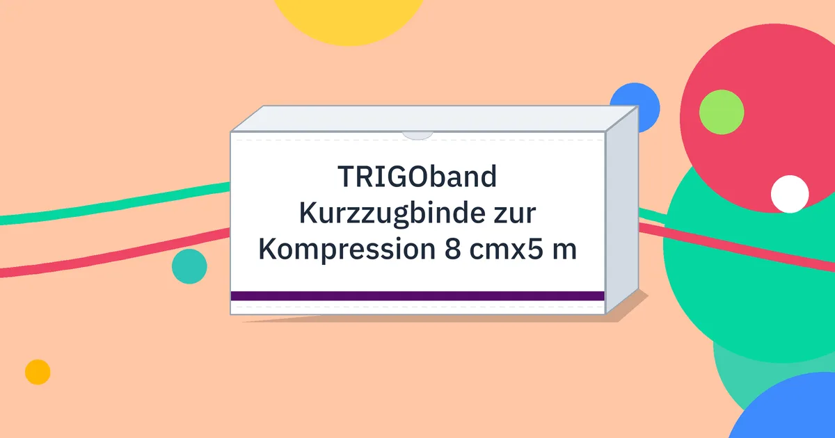 Symbolbild: Packung mit der Aufschrift TRIGOband Kurzzugbinde zur Kompression 8 cmx5 m (PZN 09944895) – Verfügbarkeit und Bezug in Apotheken in Frankfurt am Main