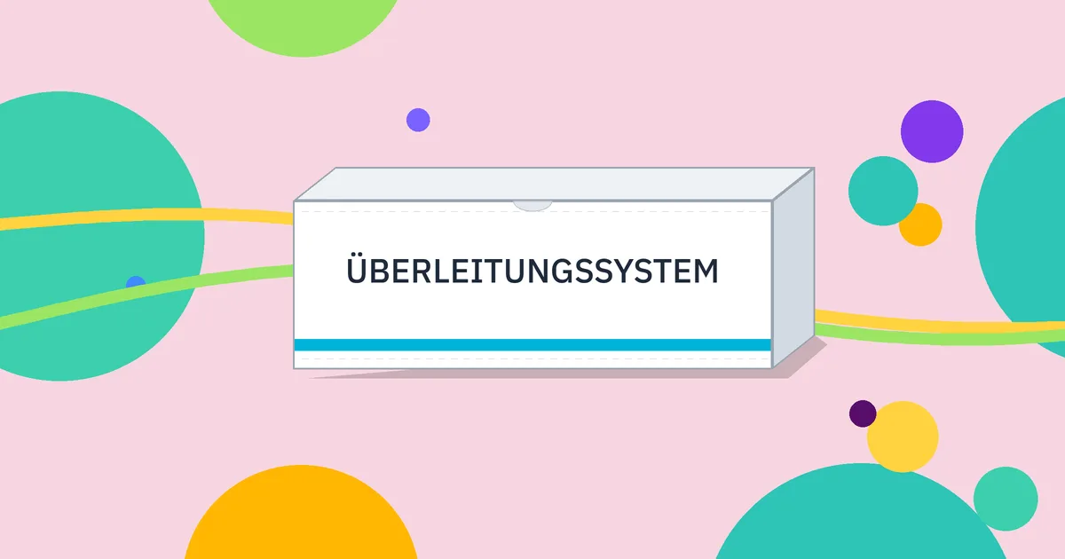 Symbolbild: Packung mit der Aufschrift ÜBERLEITUNGSSYSTEM (PZN 12907136) – Verfügbarkeit und Bezug in Apotheken in Frankfurt am Main