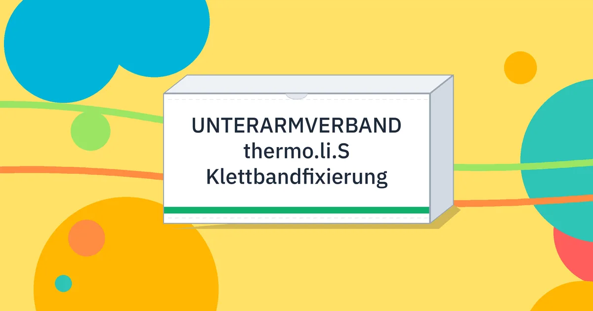 Symbolbild: Packung mit der Aufschrift UNTERARMVERBAND thermo.li.S Klettbandfixierung (PZN 08429688) – Verfügbarkeit und Bezug in Apotheken in Frankfurt am Main