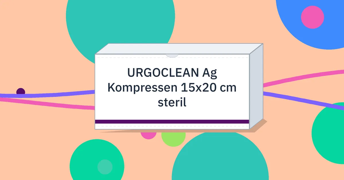 Symbolbild: Packung mit der Aufschrift URGOCLEAN Ag Kompressen 15x20 cm steril (PZN 19294694) – Verfügbarkeit und Bezug in Apotheken in Frankfurt am Main