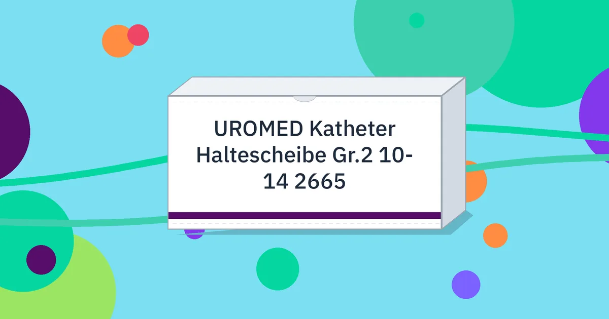 Symbolbild: Packung mit der Aufschrift UROMED Katheter Haltescheibe Gr.2 10-14 2665 (PZN 03281324) – Verfügbarkeit und Bezug in Apotheken in Frankfurt am Main