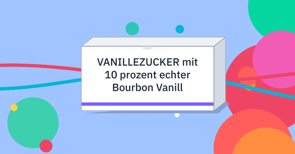 Symbolbild: Packung mit der Aufschrift VANILLEZUCKER mit 10 prozent echter Bourbon Vanill (PZN 19969703) – Verfügbarkeit und Bezug in Apotheken in Frankfurt am Main