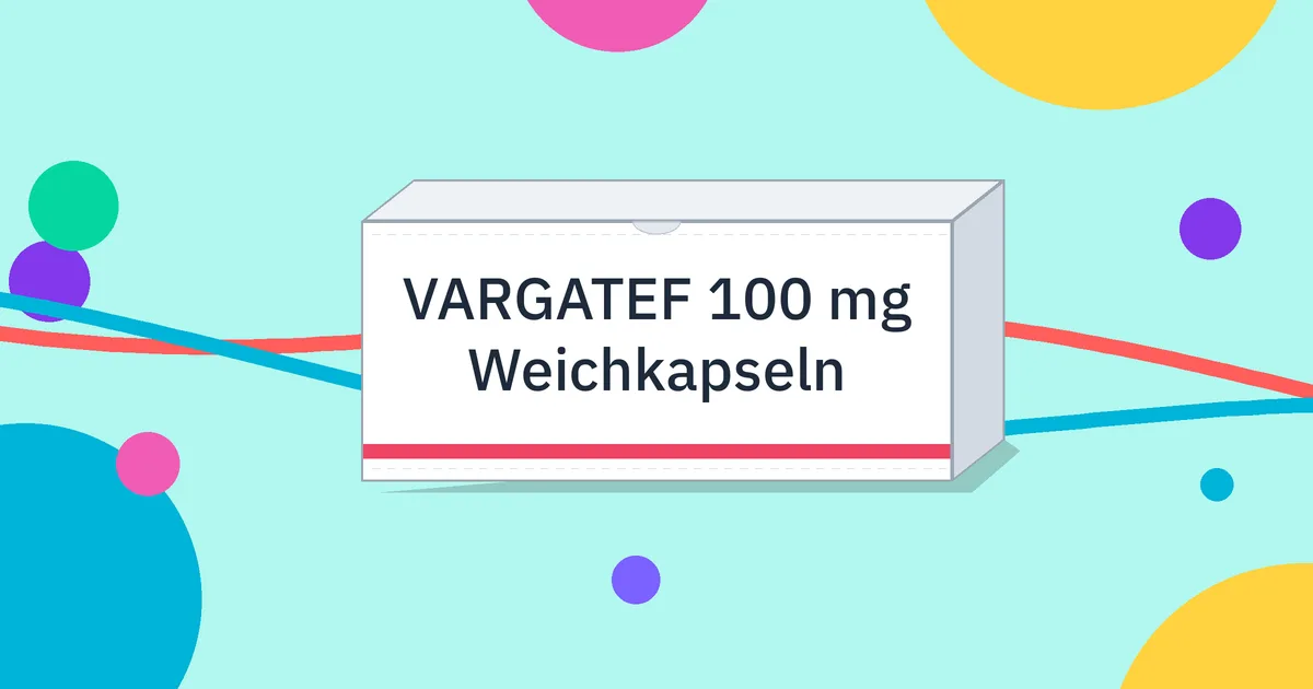 Symbolbild: Packung mit der Aufschrift VARGATEF 100 mg Weichkapseln (PZN 14323391) – Verfügbarkeit und Bezug in Apotheken in Frankfurt am Main