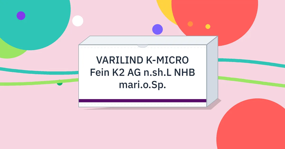 Symbolbild: Packung mit der Aufschrift VARILIND K-MICRO Fein K2 AG n.sh.L NHB mari.o.Sp. (PZN 20556314) – Verfügbarkeit und Bezug in Apotheken in Frankfurt am Main