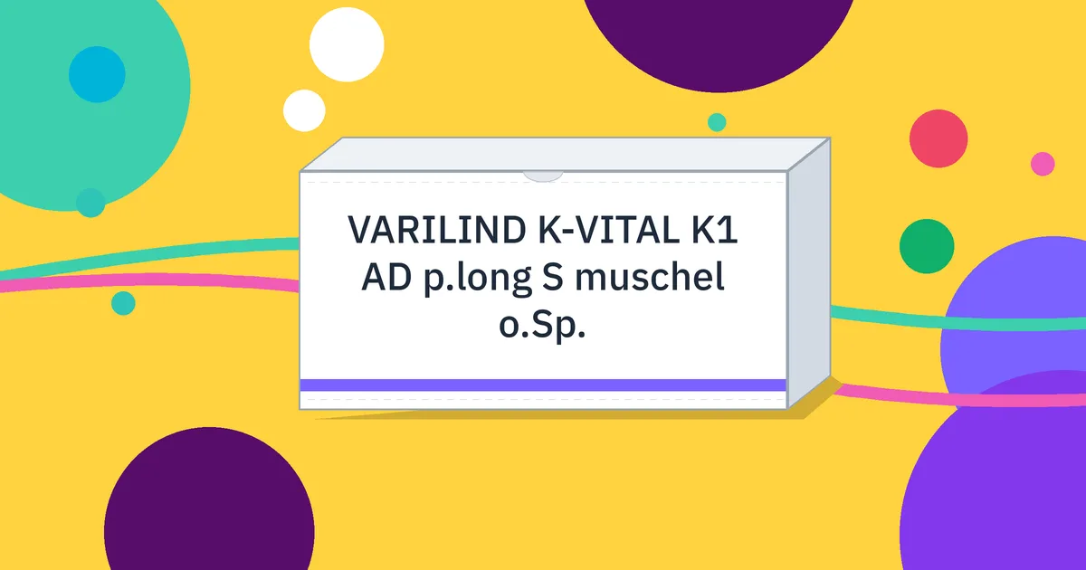 Symbolbild: Packung mit der Aufschrift VARILIND K-VITAL K1 AD p.long S muschel o.Sp. (PZN 20567312) – Verfügbarkeit und Bezug in Apotheken in Frankfurt am Main