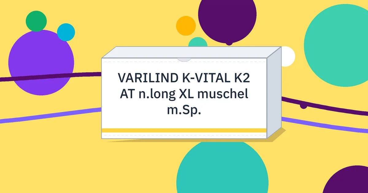 Symbolbild: Packung mit der Aufschrift VARILIND K-VITAL K2 AT n.long XL muschel m.Sp. (PZN 20562355) – Verfügbarkeit und Bezug in Apotheken in Frankfurt am Main