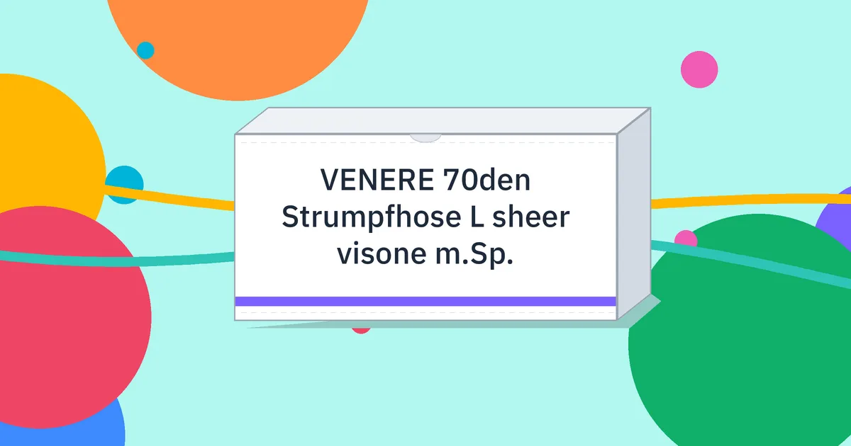 Symbolbild: Packung mit der Aufschrift VENERE 70den Strumpfhose L sheer visone m.Sp. (PZN 16173079) – Verfügbarkeit und Bezug in Apotheken in Frankfurt am Main