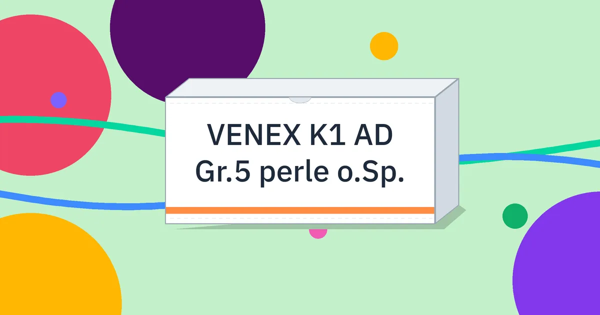 Symbolbild: Packung mit der Aufschrift VENEX K1 AD Gr.5 perle o.Sp. (PZN 03185164) – Verfügbarkeit und Bezug in Apotheken in Frankfurt am Main
