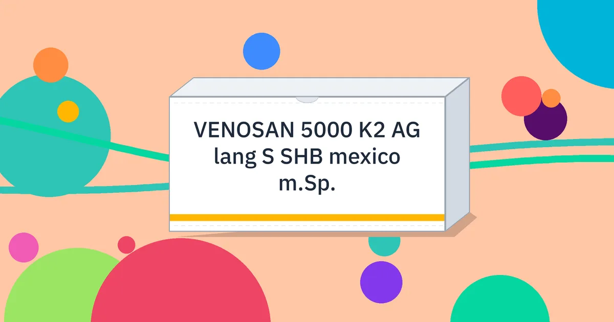 Symbolbild: Packung mit der Aufschrift VENOSAN 5000 K2 AG lang S SHB mexico m.Sp. (PZN 14430425) – Verfügbarkeit und Bezug in Apotheken in Frankfurt am Main