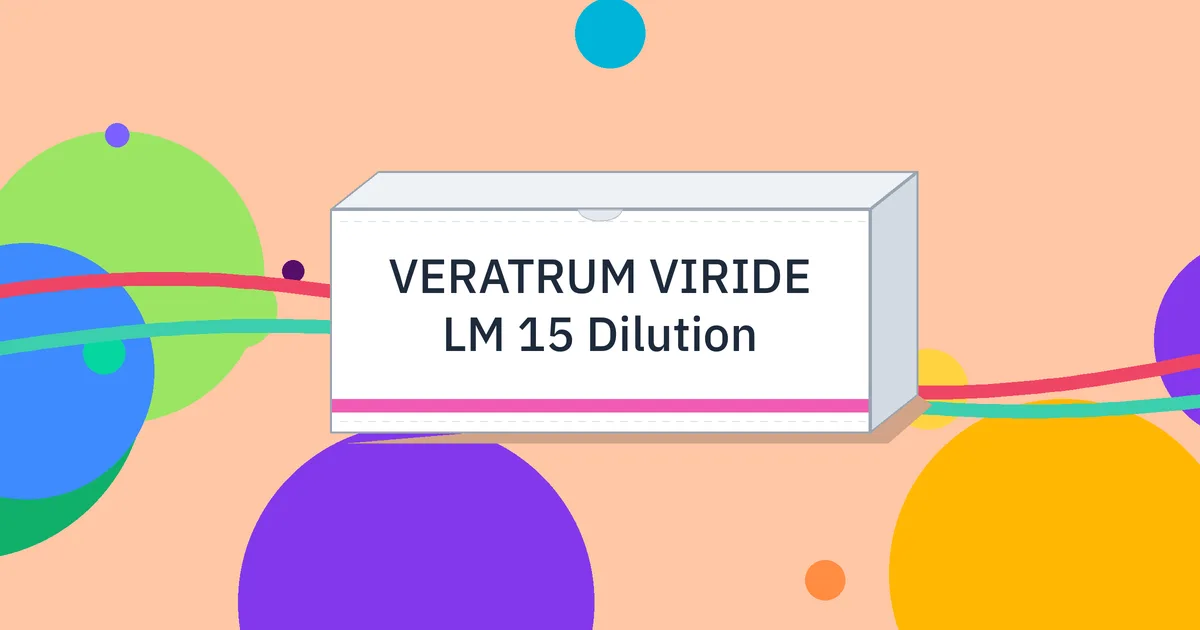 Symbolbild: Packung mit der Aufschrift VERATRUM VIRIDE LM 15 Dilution (PZN 13265326) – Verfügbarkeit und Bezug in Apotheken in Frankfurt am Main