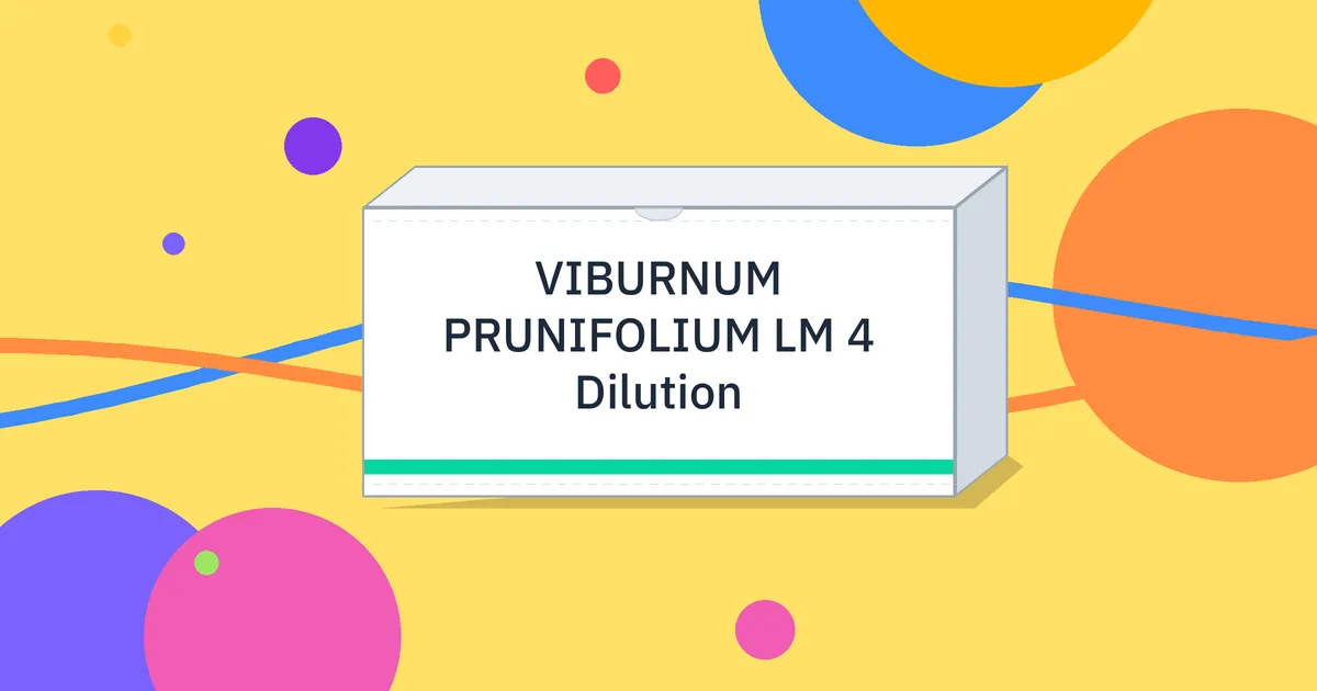 Symbolbild: Packung mit der Aufschrift VIBURNUM PRUNIFOLIUM LM 4 Dilution (PZN 13271597) – Verfügbarkeit und Bezug in Apotheken in Frankfurt am Main