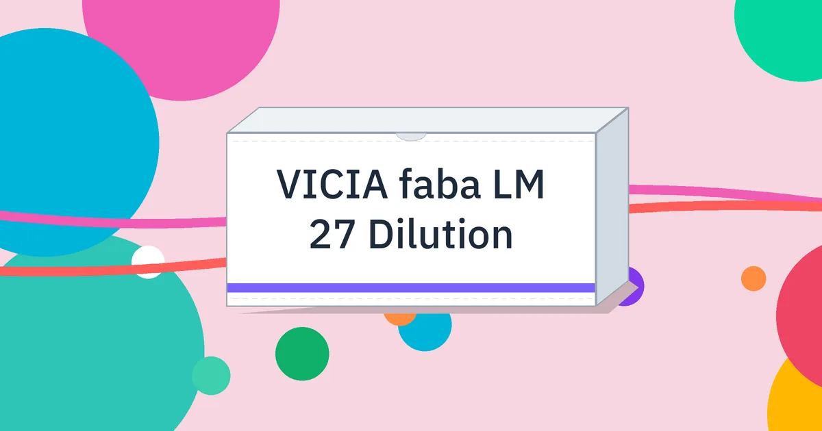 Symbolbild: Packung mit der Aufschrift VICIA faba LM 27 Dilution (PZN 13273099) – Verfügbarkeit und Bezug in Apotheken in Frankfurt am Main