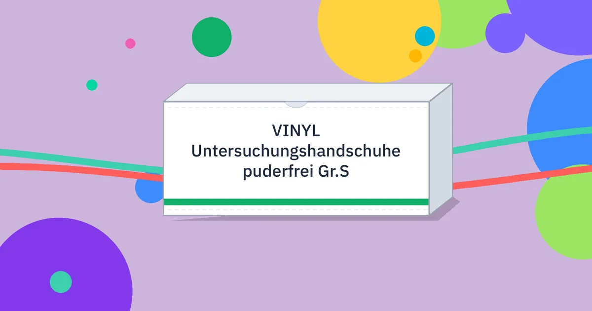 Symbolbild: Packung mit der Aufschrift VINYL Untersuchungshandschuhe puderfrei Gr.S (PZN 10076010) – Verfügbarkeit und Bezug in Apotheken in Frankfurt am Main