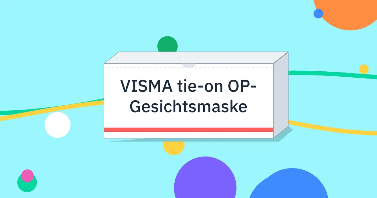Symbolbild: Packung mit der Aufschrift VISMA tie-on OP-Gesichtsmaske (PZN 06145283) – Verfügbarkeit und Bezug in Apotheken in Frankfurt am Main