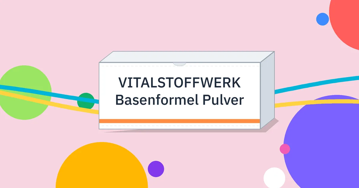 Symbolbild: Packung mit der Aufschrift VITALSTOFFWERK Basenformel Pulver (PZN 18122583) – Verfügbarkeit und Bezug in Apotheken in Frankfurt am Main