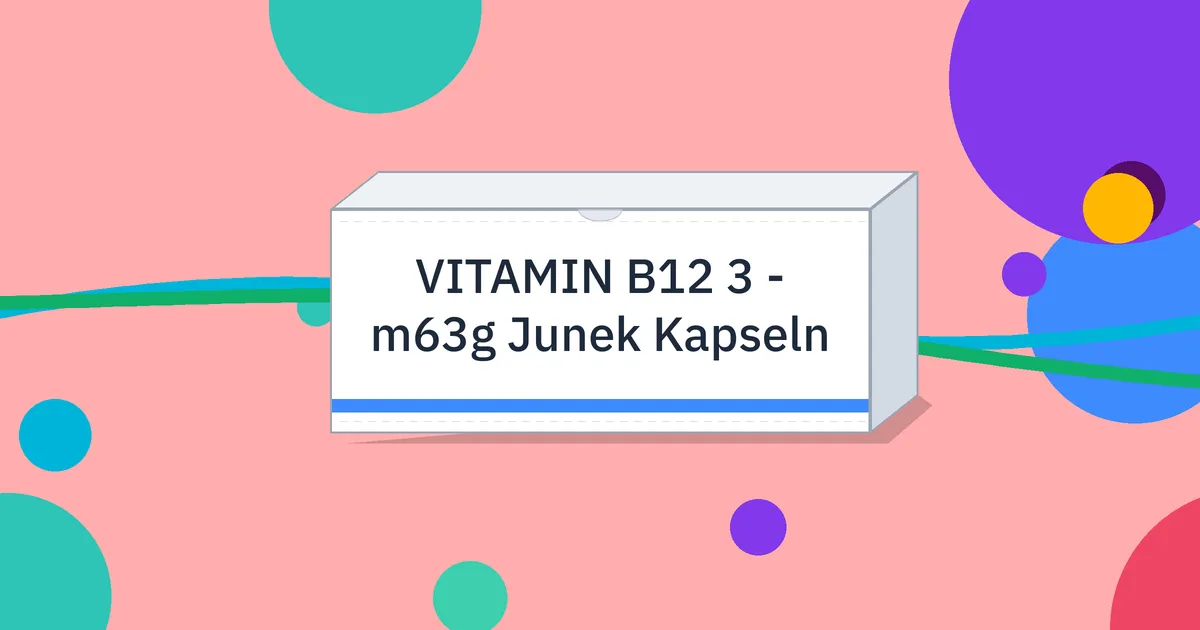 Symbolbild: Packung mit der Aufschrift VITAMIN B12 3 -m63g Junek Kapseln (PZN 10051754) – Verfügbarkeit und Bezug in Apotheken in Frankfurt am Main