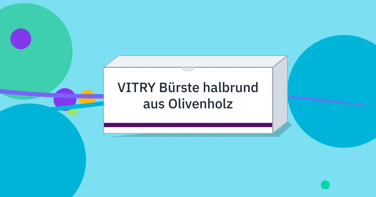 Symbolbild: Packung mit der Aufschrift VITRY Bürste halbrund aus Olivenholz (PZN 11508859) – Verfügbarkeit und Bezug in Apotheken in Frankfurt am Main