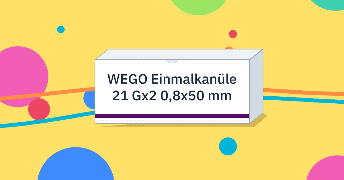Symbolbild: Packung mit der Aufschrift WEGO Einmalkanüle 21 Gx2 0,8x50 mm (PZN 18859562) – Verfügbarkeit und Bezug in Apotheken in Frankfurt am Main