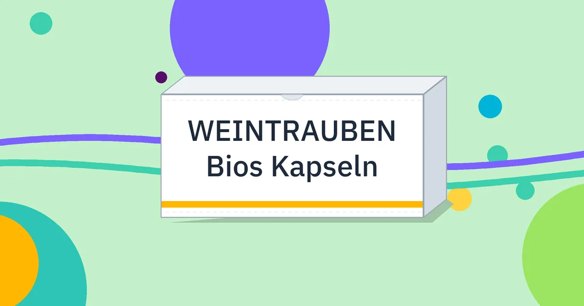 Symbolbild: Packung mit der Aufschrift WEINTRAUBEN Bios Kapseln (PZN 07072480) – Verfügbarkeit und Bezug in Apotheken in Frankfurt am Main