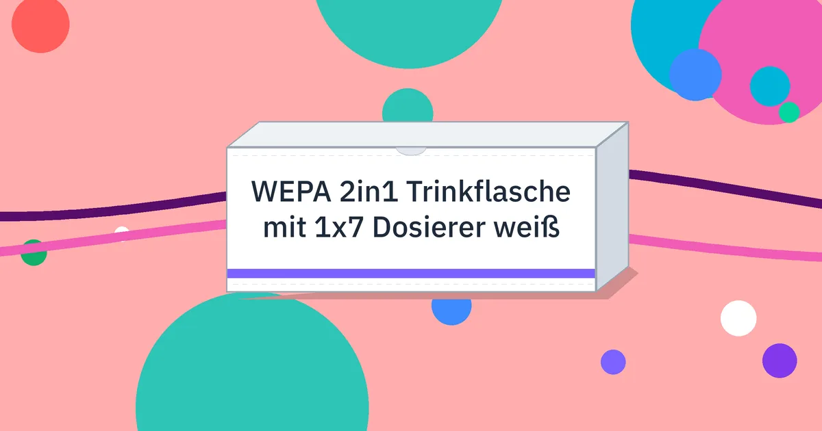 Symbolbild: Packung mit der Aufschrift WEPA 2in1 Trinkflasche mit 1x7 Dosierer weiß (PZN 19201540) – Verfügbarkeit und Bezug in Apotheken in Frankfurt am Main